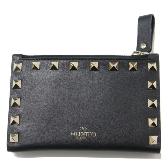 Valentino | Bags | Valentino Wallet Bifold Black Gold Compact Studs ...